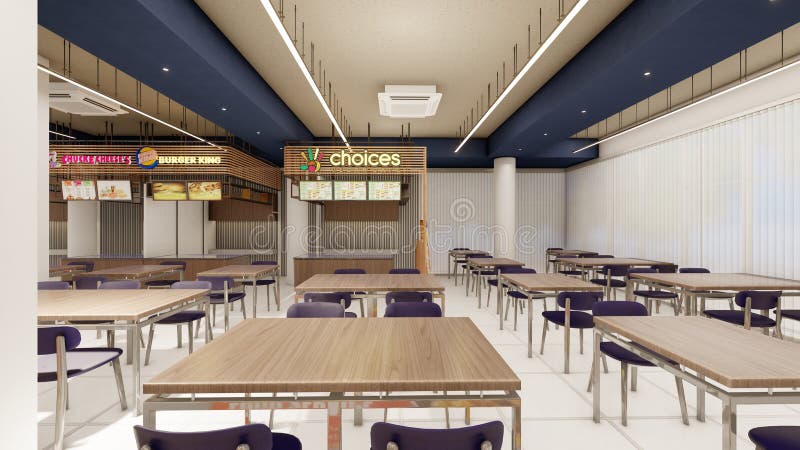 Interior Design 3d Rendering Visualization of a Food Court Editorial ...