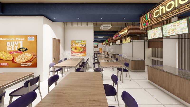 Interior Design 3d Rendering Visualization of a Food Court Editorial ...