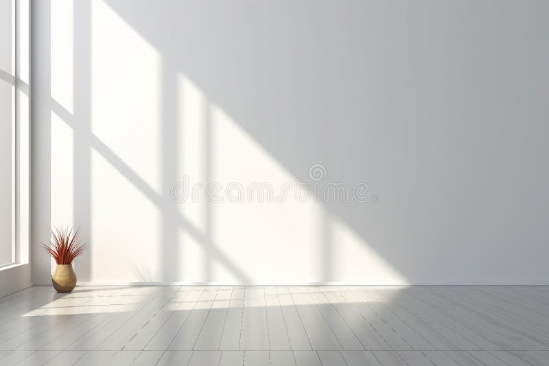 Interior Design, 3D Stimulate of White Room Interior and Wood Plank ...