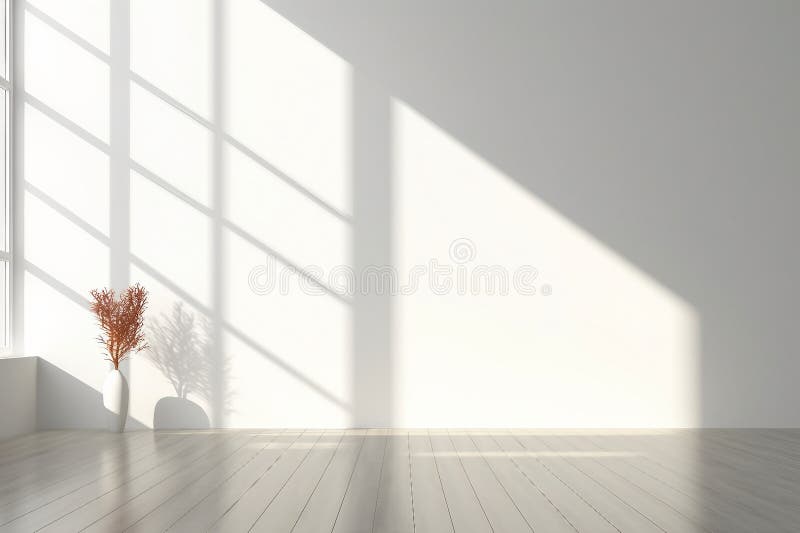 Interior Design, 3D Stimulate of White Room Interior and Wood Plank ...