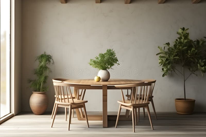 Interior Design of Dining Room Table.Mockup Empty Wall Stock ...