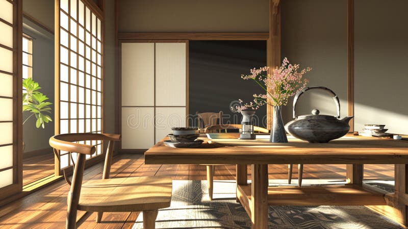 Interior Design Dining Room with Teapot on Table,. Ai Generative Stock ...