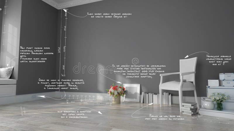 Interior design draft stock illustration. Illustration of home - 247991494