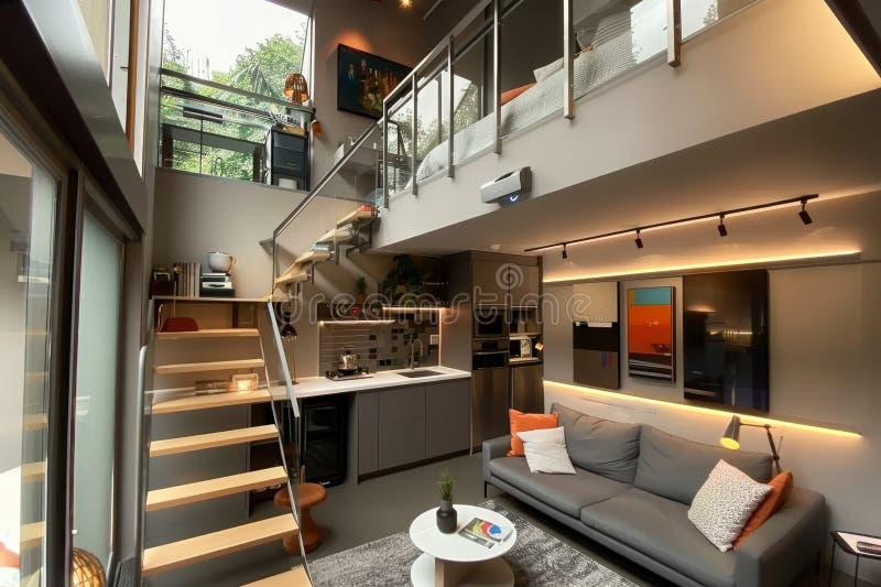 Interior Design of Duplex Room AI Generated Stock Illustration ...