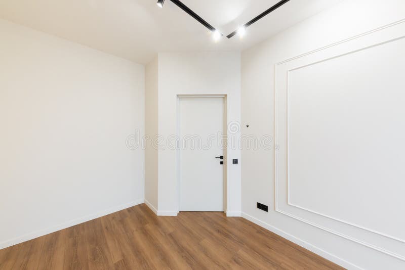 Interior Design of Empty Bright Room with Wooden Floor and Lighting ...