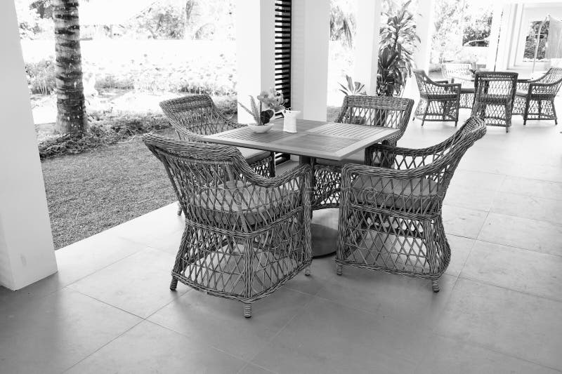 Interior Design, Empty Chair and Table Setting for Dinner in Restaurant ...