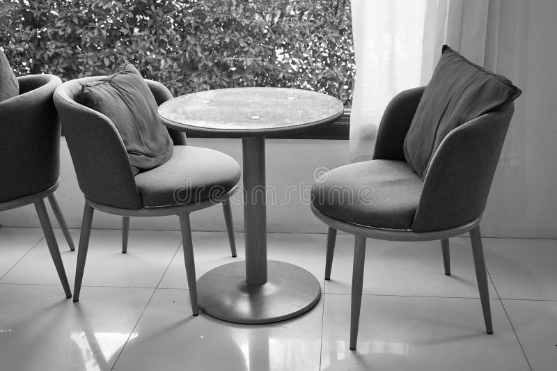 Interior Design, Empty Chair and Table Setting for Dinner in Restaurant ...
