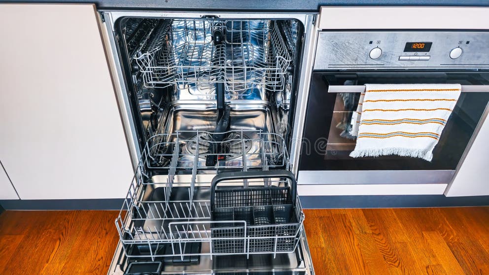 Interior Design of a Empty Dishwasher in a Kitchen Stock Photo - Image ...