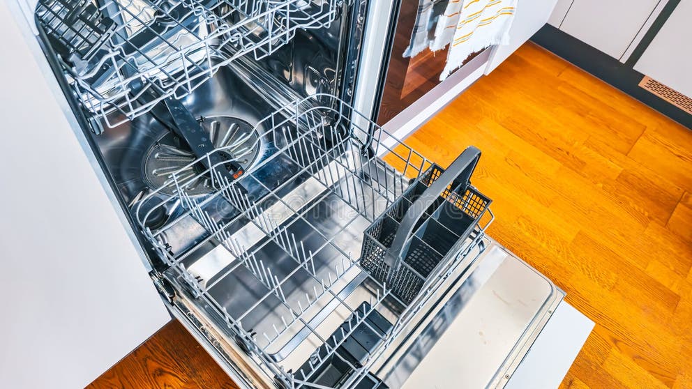 Interior Design of a Empty Dishwasher in a Kitchen Stock Photo - Image ...