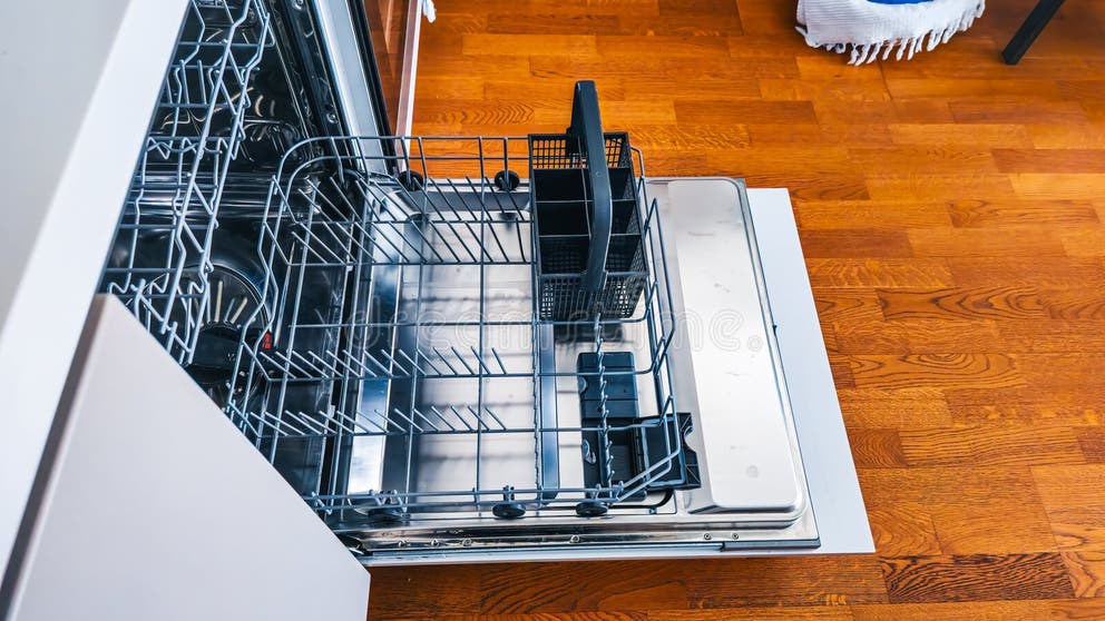 Interior Design of a Empty Dishwasher in a Kitchen Stock Photo - Image ...