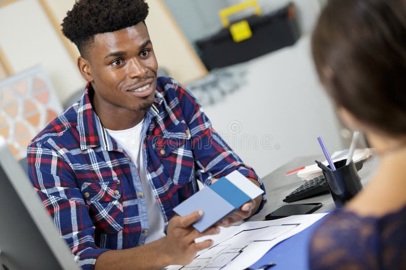 Interior Design Expert in Meeting with Client Stock Image - Image of ...