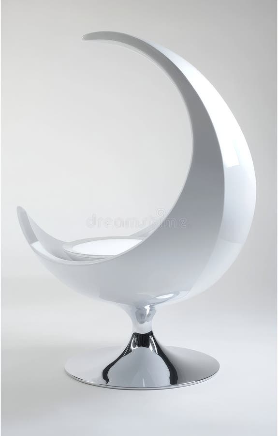 The Interior Design Features a Crescent Moon Chair in a Lit Studio ...
