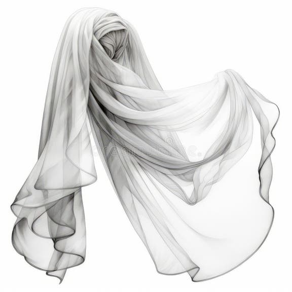 Elegant White Shawl Outline Drawing on a Background Stock Illustration ...