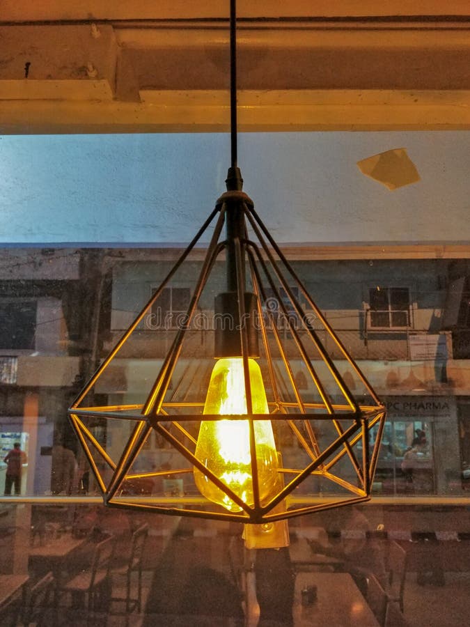 Interior Design Hanging Retro Bulb Stock Photo - Image of retro ...