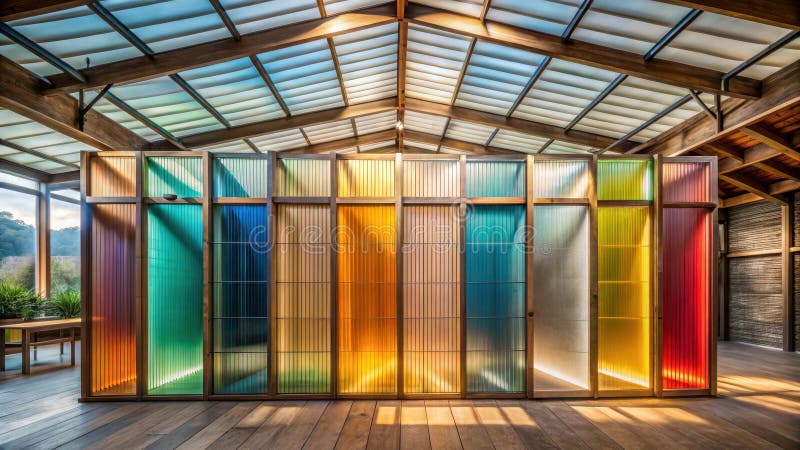 Interior Design a Harmonious Blend of Light, Wood, and Colorful Glass ...