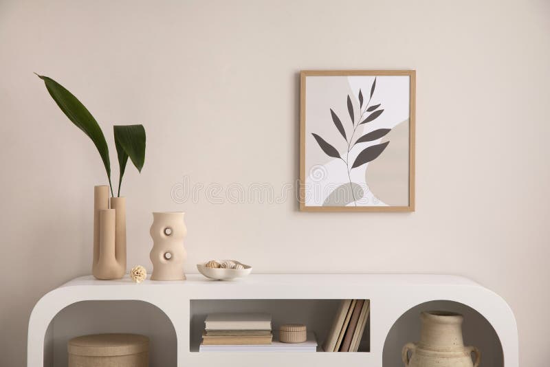 Interior Design of Harmonized Living Room with Mock Up Poster Frame ...