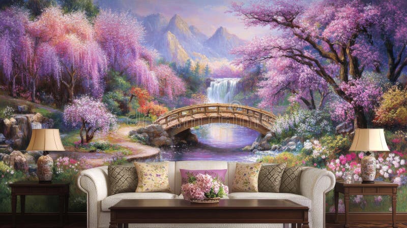 The Interior Design of this Home Includes a Living Room with Mountain ...