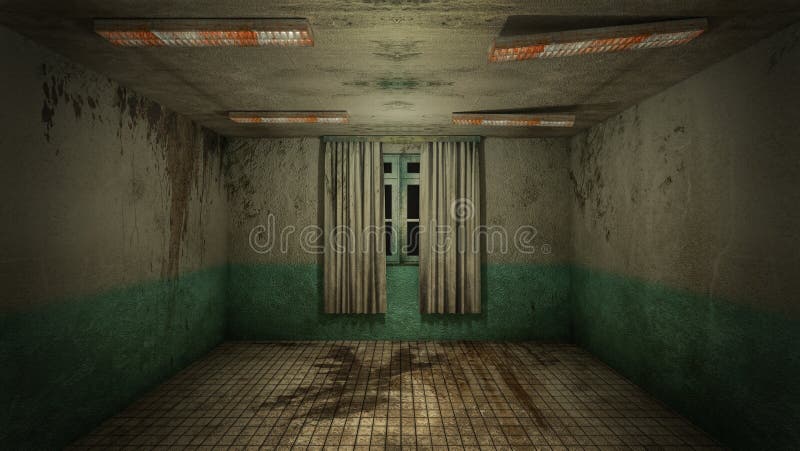 The Interior Design of Horror and Creepy Damage Empty Room., 3D ...