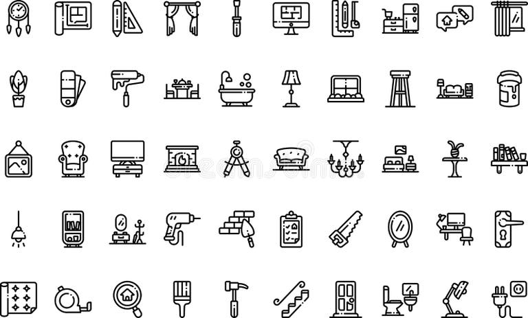 Interior Design Icons High-Quality Vector Icons Collection with ...