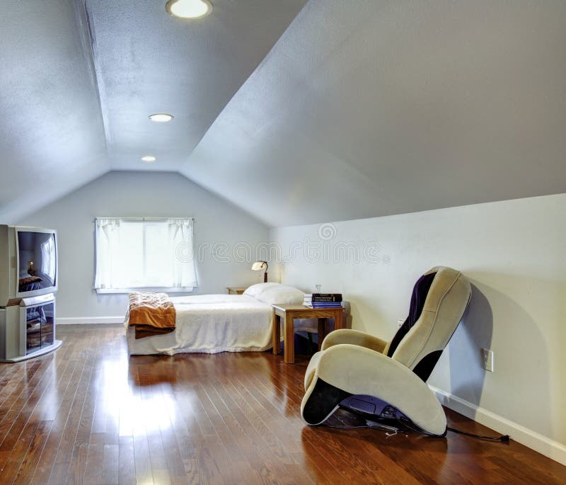 Interior Design Idea for Low Ceiling Bedroom Stock Image - Image of ...