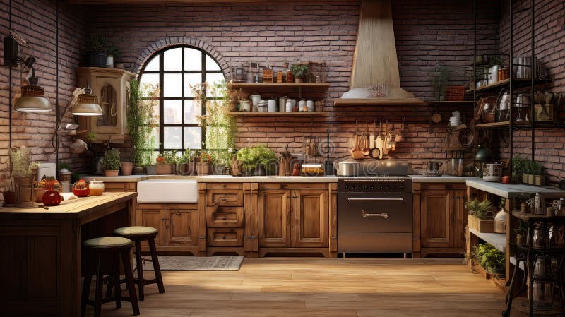 Interior Design Kitchen Background Stock Illustration - Illustration of ...