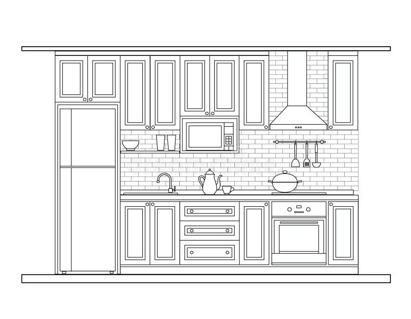 Interior design, kitchen stock illustration. Illustration of kitchen ...