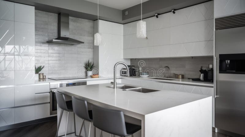 Interior Deisgn of Kitchen in Modern Style with Statement Backsplash ...