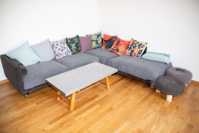 Interior Design with Large Couch Sofa in Room Home Stock Image - Image ...