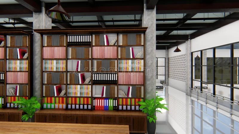 Interior Design of Library Footage. 3d Animation Stock Video - Video of ...