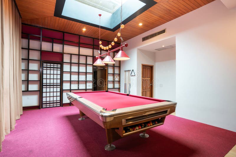 Interior Design Living Room with Pink Snooker Table in the House Stock ...