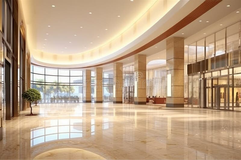 Interior Design of Lobby Empty Mall Stock Illustration - Illustration ...