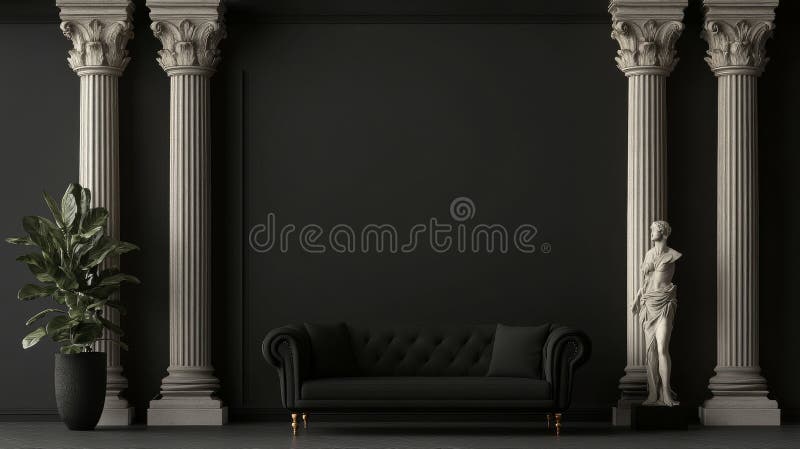 The Interior Design of the Lobby Includes a Modern Sofa, Classical ...