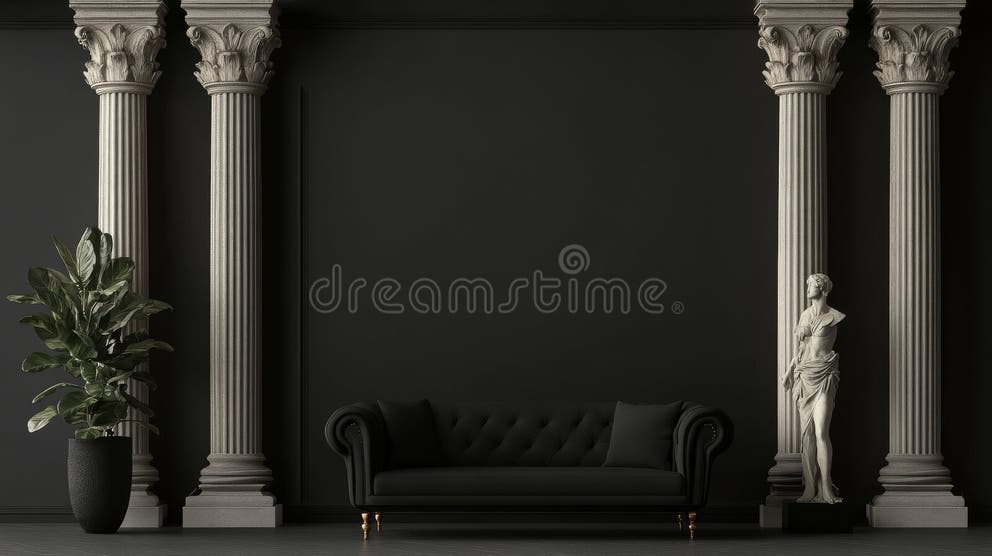 The Interior Design of the Lobby Includes a Modern Sofa, Classical ...