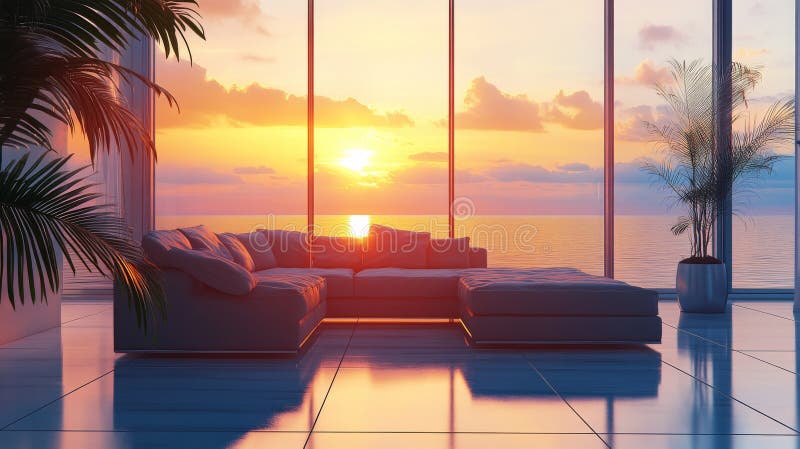 Interior Design of a Luxury Living Room in an Oceanfront Villa at ...