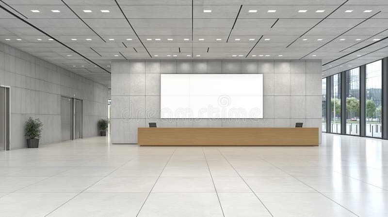 The Interior Design Mockup Features a Sleek, Modern Office Desk with No ...