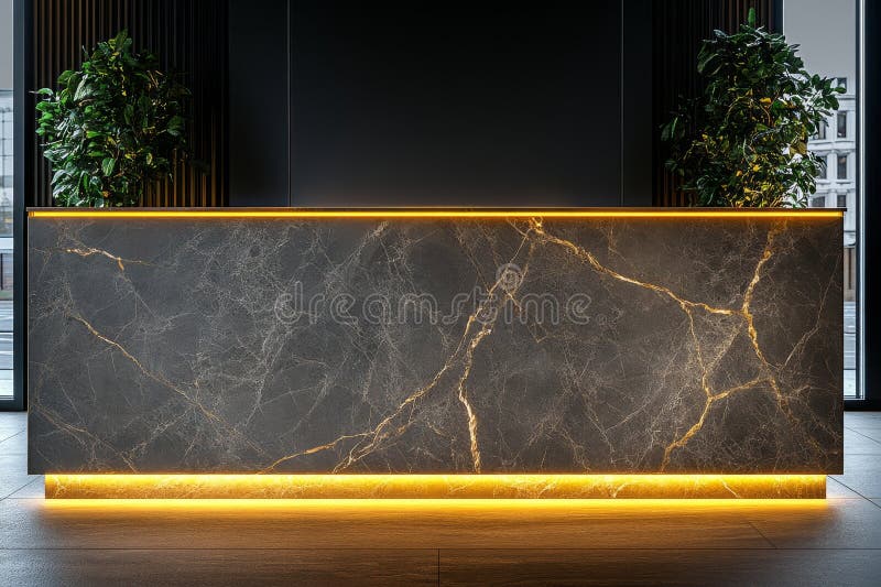 Interior Design Mockup of an Office Reception Desk, Front View Stock ...