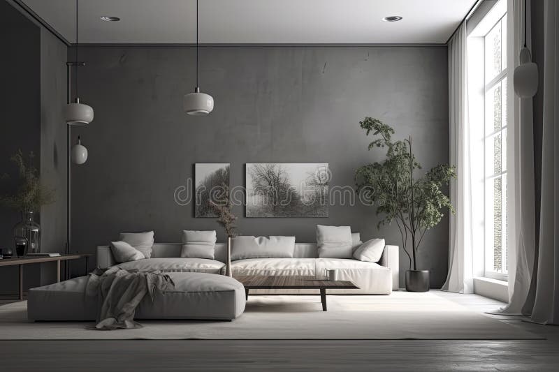 Interior Design Model Room with Sofa 3d Illustration Stock Illustration ...