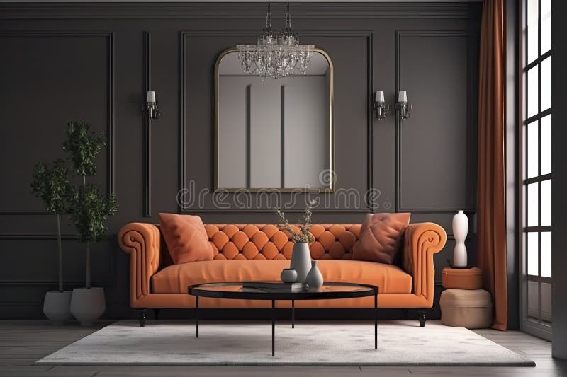 Interior Design Model Room with Sofa 3d Illustration Stock Illustration ...