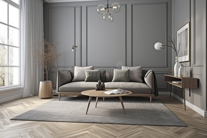 Interior Design Model Room with Sofa 3d Illustration Stock Illustration ...