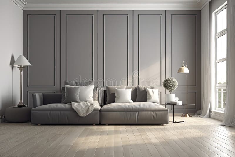 Interior Design Model Room with Sofa 3d Illustration Stock Illustration ...