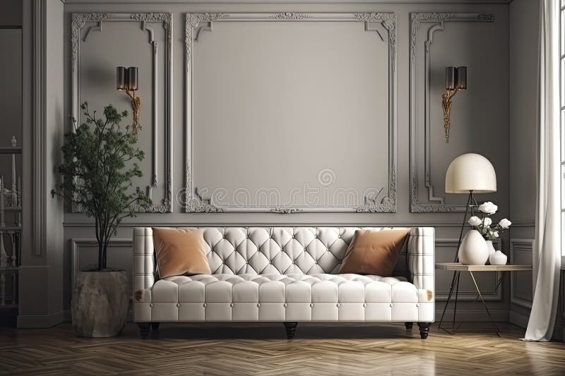 Interior Design Model Room with Sofa 3d Illustration Stock Illustration ...