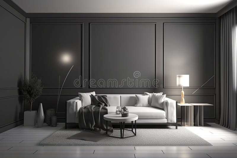 Interior Design Model Room with Sofa 3d Illustration Stock Illustration ...