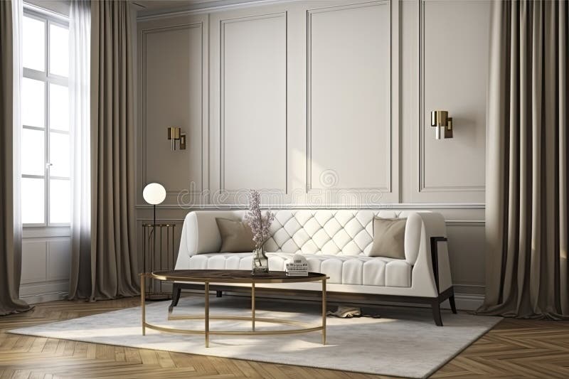 Interior Design Model Room with Sofa 3d Illustration Stock Illustration ...