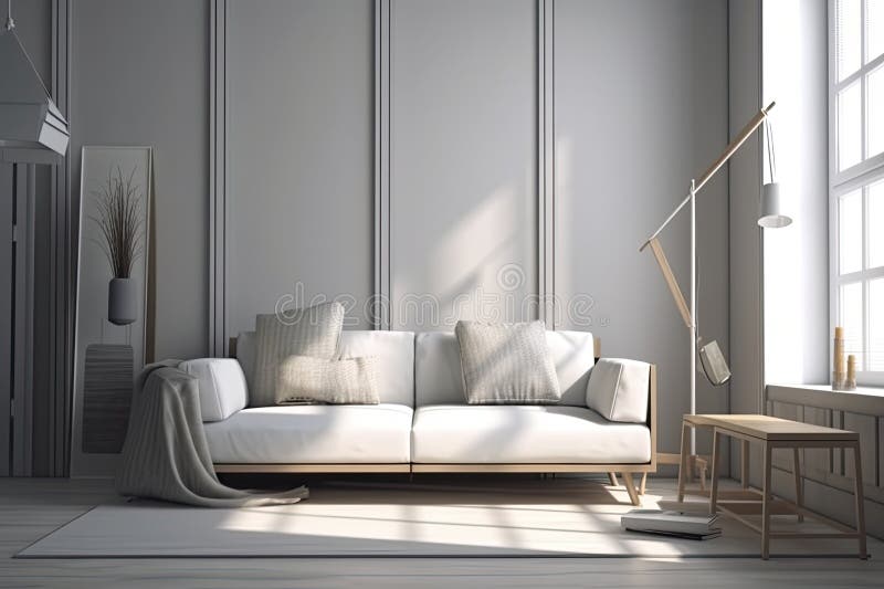 Interior Design Model Room with Sofa 3d Illustration Stock Illustration ...