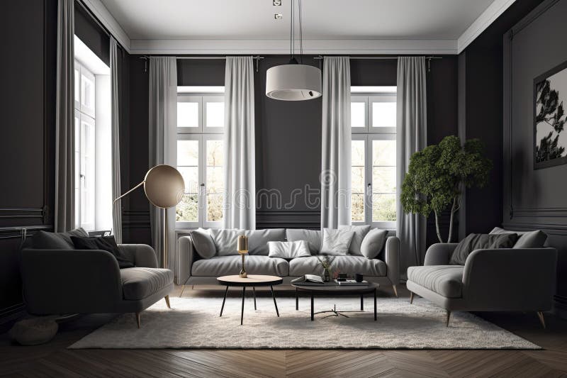 Interior Design Model Room with Sofa 3d Illustration Stock Illustration ...