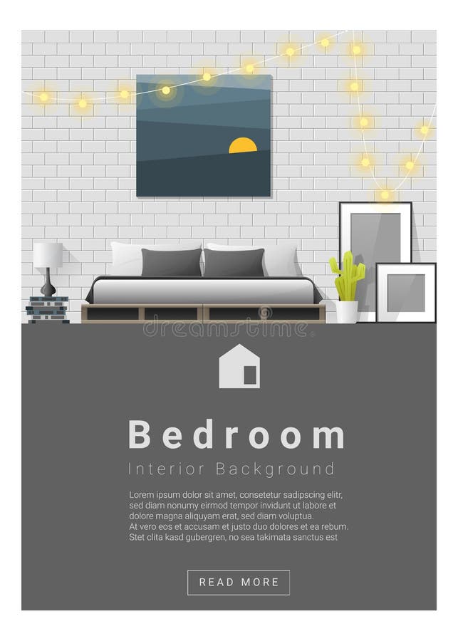Interior Design Modern Bedroom Banner Stock Vector - Illustration of ...