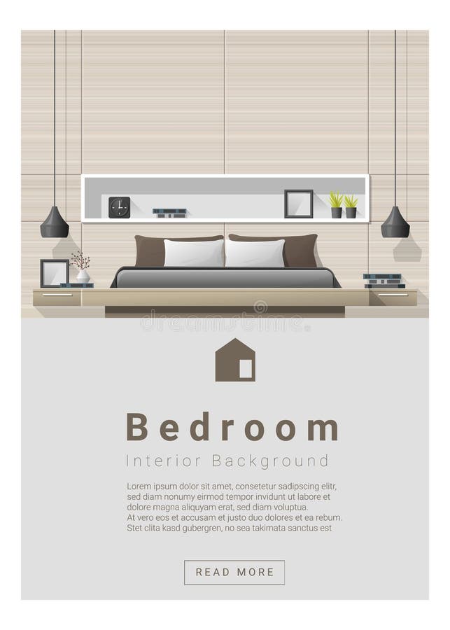 Interior Design Modern Bedroom Banner Stock Vector - Illustration of ...