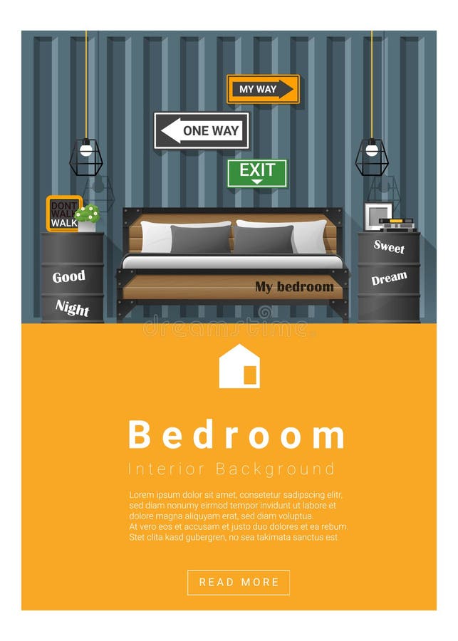 Interior Design Modern Bedroom Banner Stock Vector - Illustration of ...