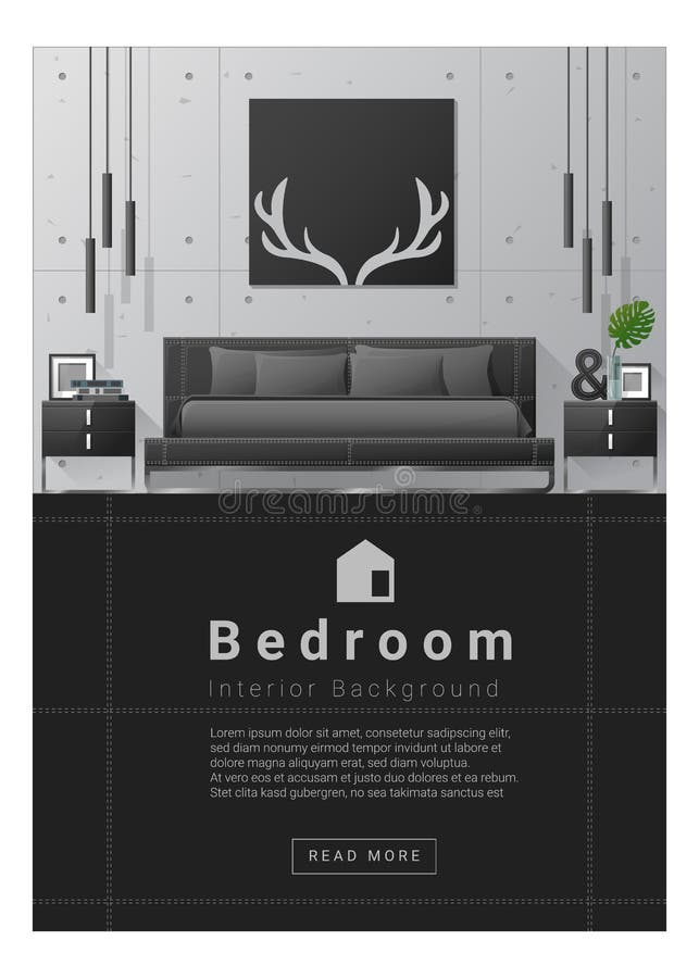 Interior Design Modern Bedroom Banner Stock Vector - Illustration of ...