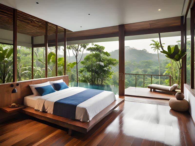 Interior Design of Modern Bedroom with Double Exposure Stock ...